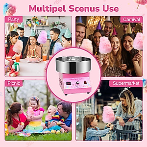 HRIOSN Cotton Candy Machine Commercial Cotton Candy Machine With Stainless Steel Construction Easy-to-Use Controls Cotton Candy Maker For Endless Cotton Candy,Pink