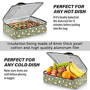 Kcldeci Insulated Thermal Food Carrier Insulated Casserole Carrier for Hot or Cold Food,Dog and Flower Insulated Tote Bag for Potluck Cookouts Parties Picnic,Lasagna Lugger