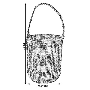 Decorative Woven Natural Seagrass Storage Basket with Built in Woven Handles