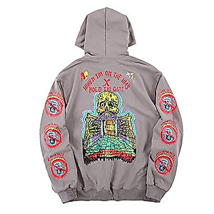 NAGRI Kanye It's A Longly Palace Hoodie Men's Graphic Hooded Sweatshirt Long Sleeve Pullover Hoodie Large,light Grey