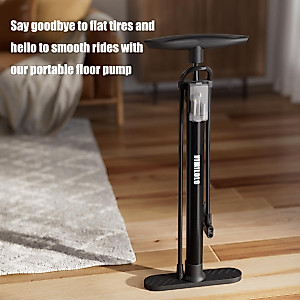 VIMILOLO Bike Floor Pump,Portable Ball Pump Inflator Bicycle Floor Pump with Both Presta and Schrader Bicycle Pump Valves Bike Pumps-160Psi Max