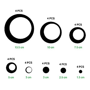 32 Pieces Removable Circle Wall Mirror Sticker Round Decal Acrylic Setting for Home Living Room Bedroom Decor, 1.5-13.5 cm(Silver)