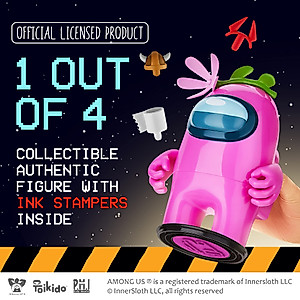 P.M.I. Among Us Action Figure | One of Four 6.7-Inch-Tall Among Us Toys + 5 Hidden Hats & Accessories| Among Us Party Favors and Playable Collectibles | Pink Crewmate Among Us Toy