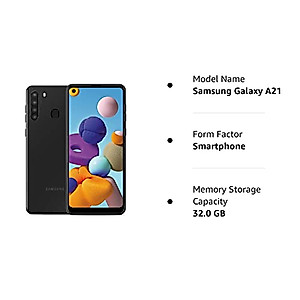 Samsung Galaxy A21 A215U 6.5” Infinity Display 32GB Android Smartphone (Black, New GSM Unlocked)