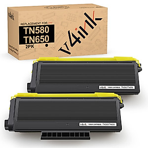 v4ink 2-Pack Compatible Toner Cartridge Replacement for Brother TN580 TN620 TN650 High-Yield Work with HL-5240 HL-5250 HL-5340 HL-5370 MFC-8460 MFC-8480 MFC-8680 MFC-8690 MFC-8860 MFC-8890 Series