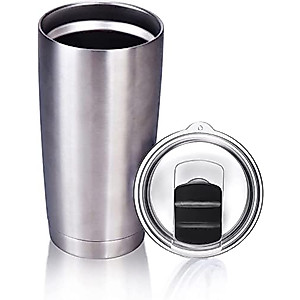 20oz Magnetic Tumbler Lid, BAKDIK 2 Pack Tumbler Replacement Lids for YETI Rambler, Ozark Trail, Old Style Rti, Replacement Magnetic Slider, Magnetic Spill Proof Tumbler Cover