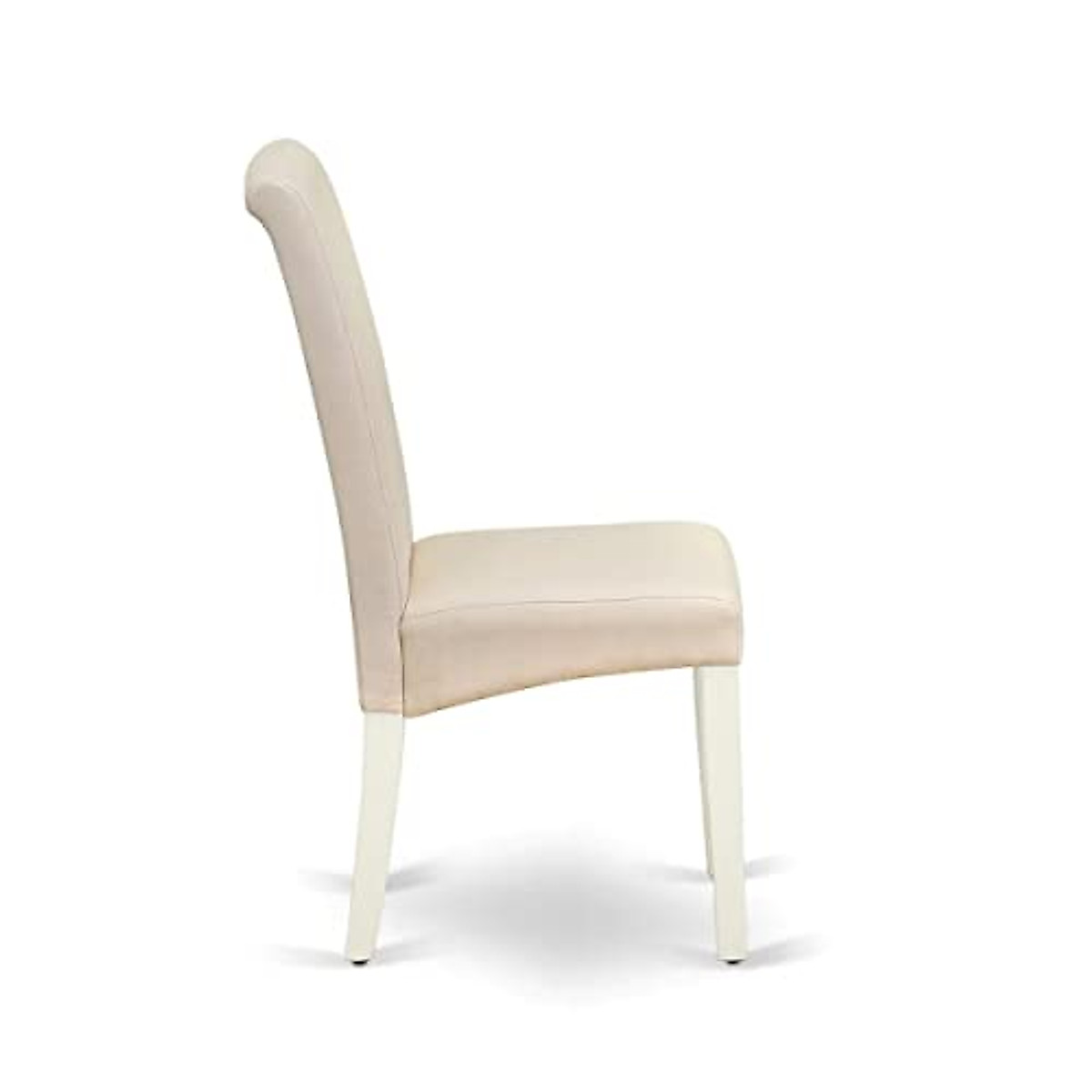 East West Furniture DLBA3-WHI-01 3 Piece Modern Dining Table Set Contains a Round Wooden Table with Dropleaf and 2 Cream Linen Fabric Upholstered Parson Chairs, 42x42 Inch, Linen White