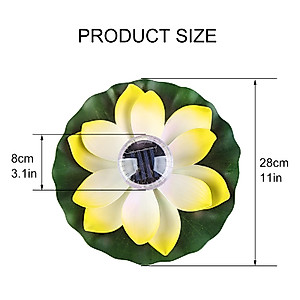 ComeHome Floating Solar Pond Light Lotus Floating Lights Lotus Solar Light, Solar Floating Pool Lights Lotus Flower Decor Solar Lights for Pond