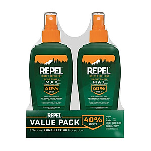 Repel Insect Repellent Sportsman Max Formula (2 Pack), Repels Mosquitoes, Ticks and Gnats, Effective Long-Lasting Protection, 40% DEET (Pump Spray) 6 fl Ounce