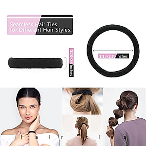 Dreamlover Hair Ties for Thick Hair, Hair Bands for Women's Hair, Ponytail Holders, Ouchless Black Hair Ties for Girls No Damage, 50 Pieces