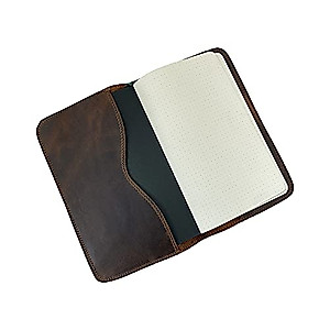 Hide & Drink, Refillable Journal Cover with Strap for Moleskine Cahier, Large Size (5 x 8.25 in.) Notebook, Rustic Protector, Full Grain Leather, Handmade, Bourbon Brown