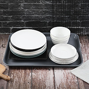 Easymanie Plastic Serving Trays, Grey Food Service Trays, 6 Packs