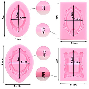 ZiXiang Photo Frame Silicone Molds Baroque Style Picture Frames Fondant Mold For Cupcake Topper Cake Decoration Chocolate Candy Polymer Clay Gum Paste Set Of 4