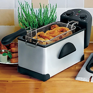 MegaChef Electric Oil Deep Fryer with Adjustable Temperature Control and Timer (3.17 Quart)