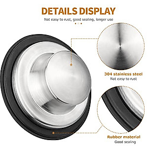 Garbage Disposal Stopper with Splash Guard, for Insinkerator Kitchen Sink Drain Plug Brushed Stainless Steel with 3 3/8" EPDM Splash Guard Set Ullnosoo