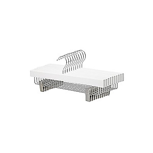 Amazon Basics Wooden Pants Hangers with Clips - White, 10-Pack