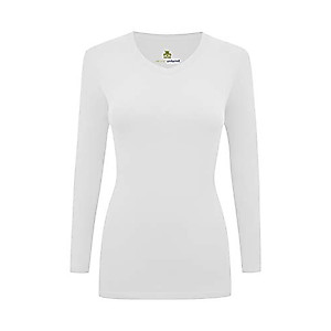 Natural Uniforms Women's Under Scrub Tee V-Neck Long Sleeve T-Shirt-3-Pack (Large, White)