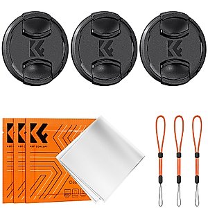 K&F Concept 77mm Lens Cap, 9-in-1 Center Pinch Lens Cover + Anti-Loss Keeper Leash + Microfiber Cleaning Cloth Kits Compatible with Nikon, Canon, Sony, Fujifilm Camera Lenses