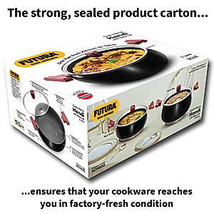 ‎Hawkins Futura 5 Litre Cook n Serve Handi, Hard Anodised Biryani Handi with Glass Lid, Saucepan, Sauce Pan, Black (ACH50G)