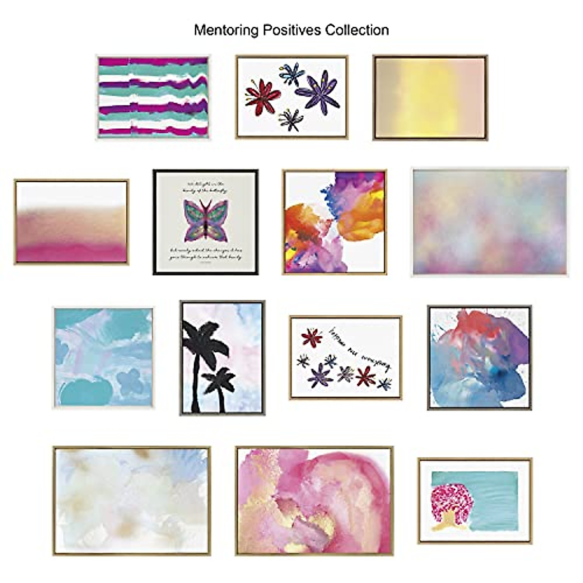 Kate and Laurel x Mentoring Positives Collaboration Pink Golden Hour Framed Canvas Wall Art, 23x33, Gold, Feminine Abstract Art Print for Wall