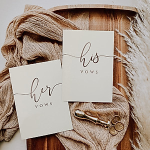 UNITED ESELL Ivory Wedding Vow Books His and Hers – Black Foil Bride and Wedding Notebook with 28 Pages - 5,9" x 3.9" – Vow Renewal - Bridal Shower Gifts - Time Capsule Love Letter (Black)