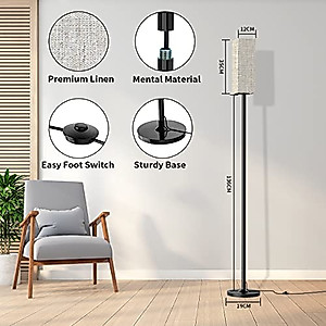 Firturezir Floor Lamp for Living Room, Modern Floor Lamp with Remote Control, Stepless Dimmable 12W Bulb Included, APP Connection and Usage Standing Lamp Tall Lamps for Living Room Bedroom