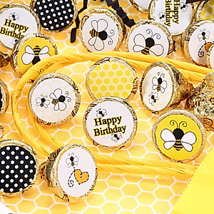 Bumble Bee Birthday Party Favor Chocolate Kisses Candy Stickers, Bee Party Favors - 180 Labels