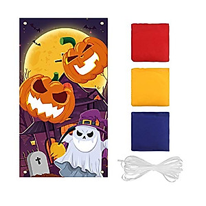 BESPORTBLE Halloween Pumpkin Bean Bag Toss Game Festive Portable Toss Game Banner with Bean Bags Party Favors for Halloween Kids Party