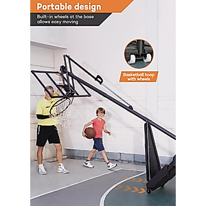 Aimking Basketball Hoop Outdoor System with 44 Inch Shatterproof Backboard, 4.8FT-10FT Height Adjustable Basketball Goal System for Youth/Teens/Adults Indoor Outdoor Pool