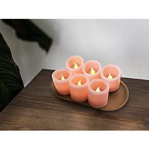 Furora LIGHTING Pink Real Wax LED Votive Tealight Candles Pack of 6, 2 Inch Flameless Flickering Candles for Delicate Home Décor, Batteries Included