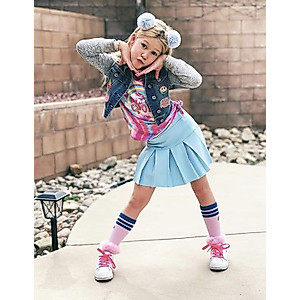 Arshiner Tennis Skirt Pleated Golf Skirts with Pockets Workout Sports Running Athletic Mini Skort (Light Blue, 8-9 Years)