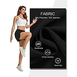 Blooming Jelly Womens Quick-Dry Running Shorts Sport Layer Elastic Waist Active Workout Shorts with Pockets 1.75" (Medium, Black)