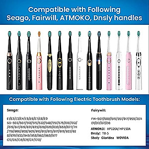YUNCHI Toothbrush Replacement Heads Compatible with Fairywill FW-D1/D3/D7/D8/507/508/551/917/959, Gloridea, Sboly, WOVIDA, Y1 Sonic Electric Toothbrushes, 5 Pack - Black