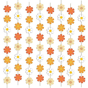 Daisy Groovy Boho Party Hanging Banners and Retro Hippie Party Supplies Decorations Daisy Paper Cutouts for One Two Groovy Themed Baby Girl Birthday Decorations Party Home Classroom Favor Decor