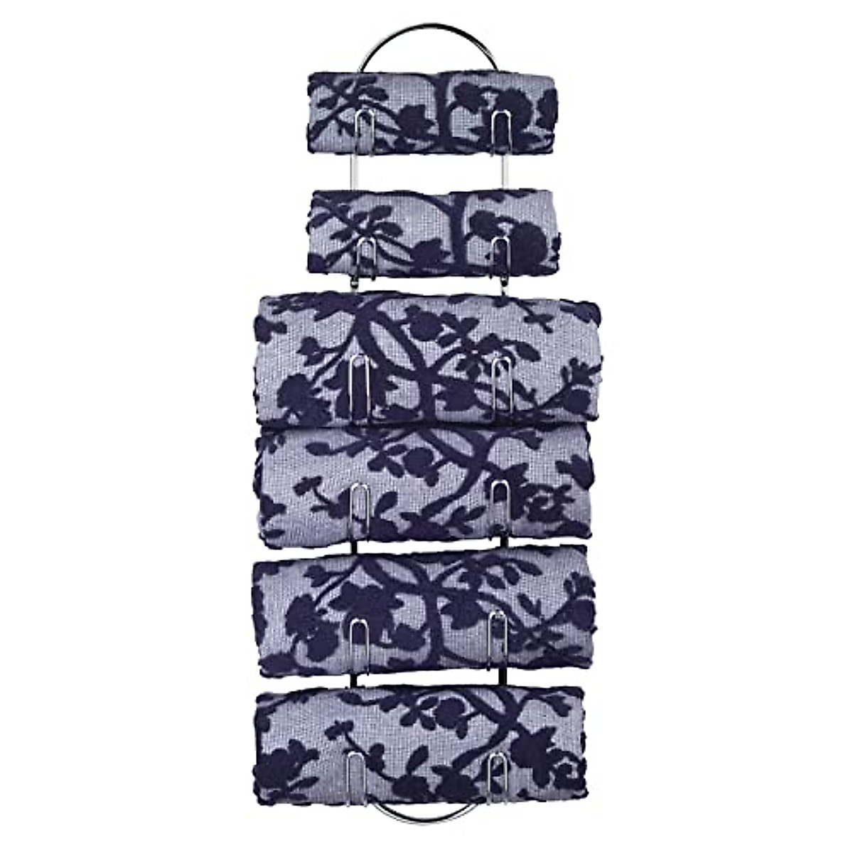 mDesign Steel Wall Mount Towel Rack with 6 Compartments - Towel Holder and Towel Storage Shelf Organizer for Bathroom, Powder Room - Chrome