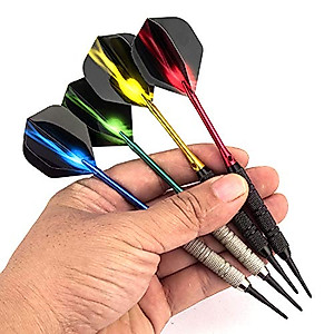 centaur 12 Pack Soft Tip Darts, Professional 18 Gram Plastic Tip Dart Sets with 4 Colors Premium Aluminum Shafts 100 Dart Tips 16 Dart Flights and Dart Case for Electronic Dart Board, Silver & Black