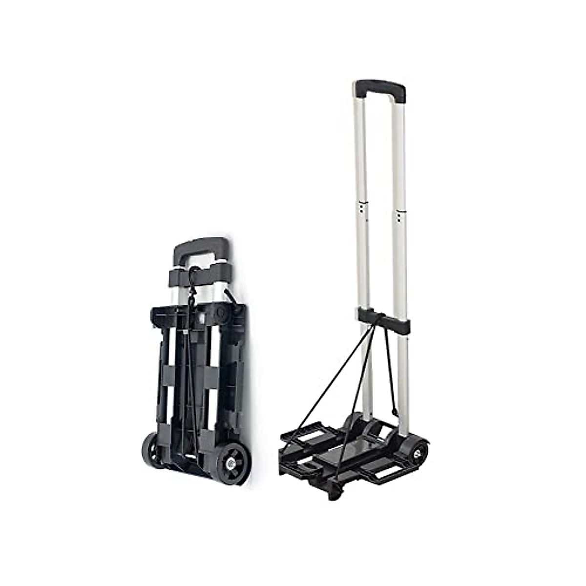 APOXCON Folding Hand Truck, 120 lbs Capacity Luggage Cart with 2 Wheels & Adjustable Handle, Foldable Trolley Aluminum Lightweight
