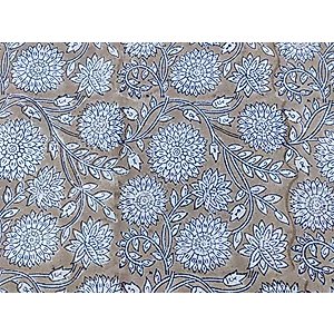 traditional Jaipur Printed Cotton Fabric Hand Printed Indian Fabric, Soft Cotton Fabric by The Yard Fabric, Jaipuri Cotton Kurti Print Fabric for Summer Dress (5 Yards)