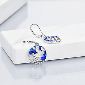 CRMAD Airplane Earrings for Women Sterling Silver Blue Dripping oil Airplane World Travel Flight Earrings Best Gifts for Her (blue)