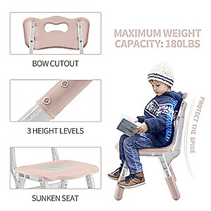 DOREROOM Toddler Table and Chairs Set for 4, 49''L x 25''W Kids Study Table and Chair Set, Height-Adjustable, Graffiti Desktop, Children Activity Table for Daycare, Classroom, Home, Pink