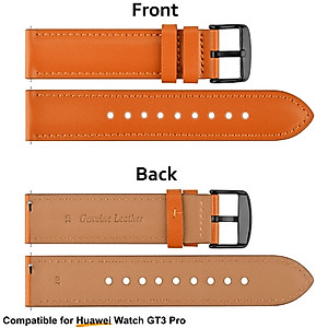 Meliya 22mm Genuine Leather Band for Huawei Watch GT3 Pro/GT2 Pro/GT3 Pro 46mm/GT2e 46mm/GT2 46mm/GT3/GT3 46mm/GT/Watch 2 Classic, Replacement Leather Strap Bracelet for Huawei Watch 3 (Orange)