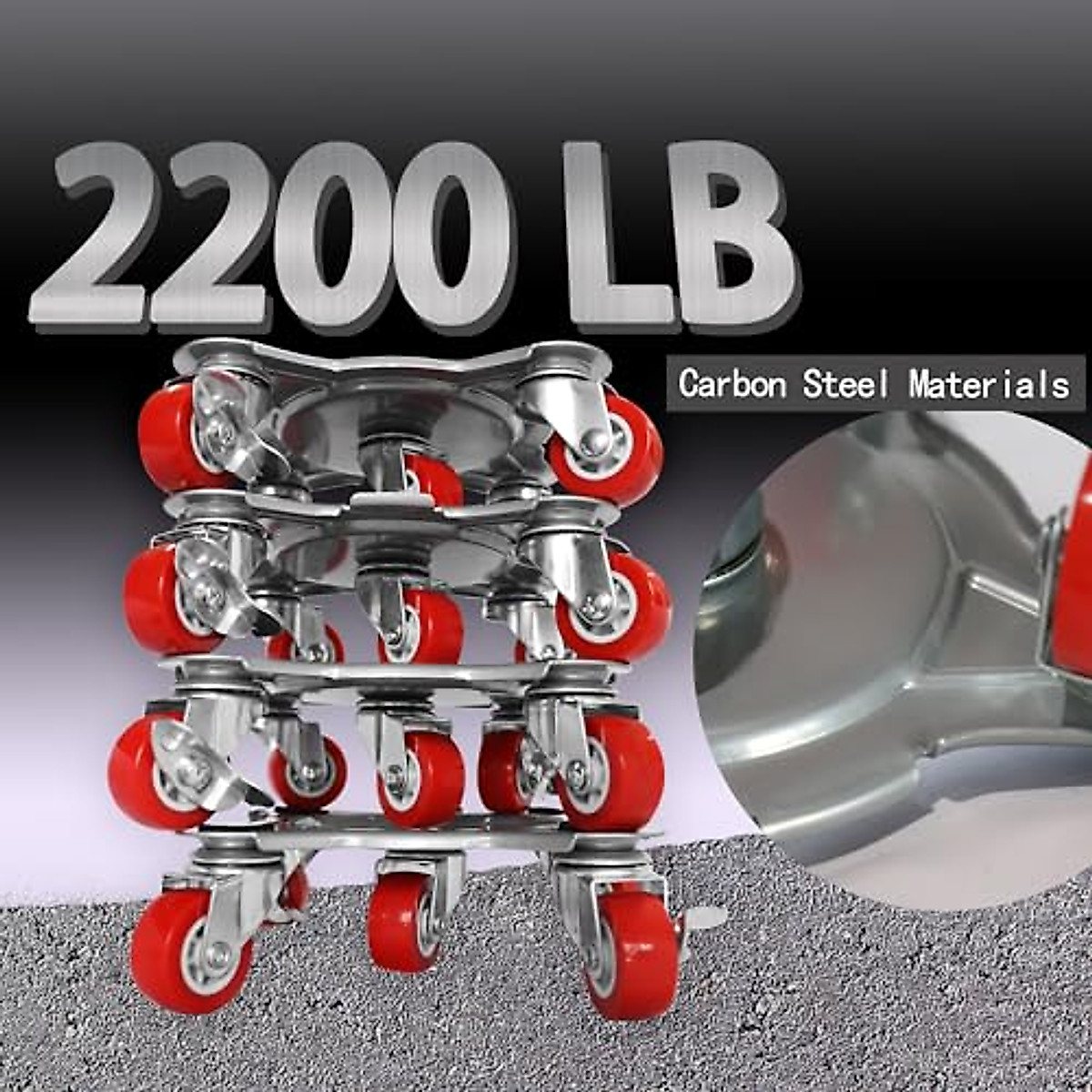 【Upgrade Large】Furniture Dolly & Furniture Rollers Mover with 5 Wheels, Carbon Steel Panel Furniture Lifter Set Up to 2200LBs, for 360° Rotation Shifting Moving Heavy Duty Refrigerator, Sofa, Cabinet