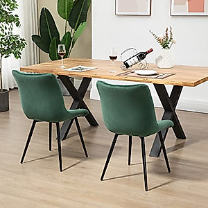 ANOUR Modern Dining Chairs, Velvet Kitchen Chair, Living Room Chairs, Set of 2, Upholstered Side Chair with Metal Legs for Dining Room Kitchen Bedroom Vanity