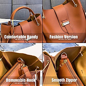 Poopy 3-pc Purses and Handbags for Women Fashion Ladies PU Leather Top Handle Satchel Shoulder Tote Bags (black)