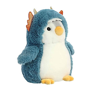 Aurora® Playful Pompom Penguin™ Dragon Stuffed Animal - Vibrant Companions - Endless Fun - Blue 7 Inches