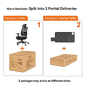 Newtral Ergonomic Office Chair with Footrest - Home Office Desk Chair with Adaptive Lumbar Support, 4D Armrest, Adjustable Seat Depth & Height (2D Headrest + Laptop Tray, Black)