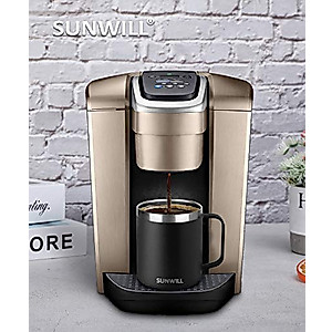 SUNWILL Coffee Mug with Handle, 14oz Insulated Stainless Steel Reusable Coffee Cup, Double Wall Coffee Travel Mug, Powder Coated Black