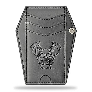 Lazy Skull Minimalist Coffin Wallet – Small Front Pocket Goth Wallet – Skull Wallet for Women and Men–Witchy Goth accessory