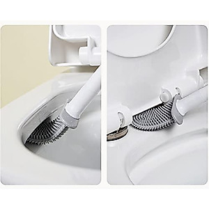 TADALU Toilet Brush Silicone Toilet Brush and Holder Set Cleaner for Bathroom Leak Proof Base Flexible Bristles Brush with Quick Drying Holder Set