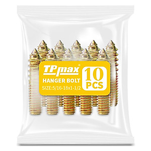 10 Pack 5/16-18 x 1-1/2 Inch Hanger Bolts Double Headed Bolts Self-Tapping Screw Hanger Bolts for Furniture (5/16-18" x 1-1/2")